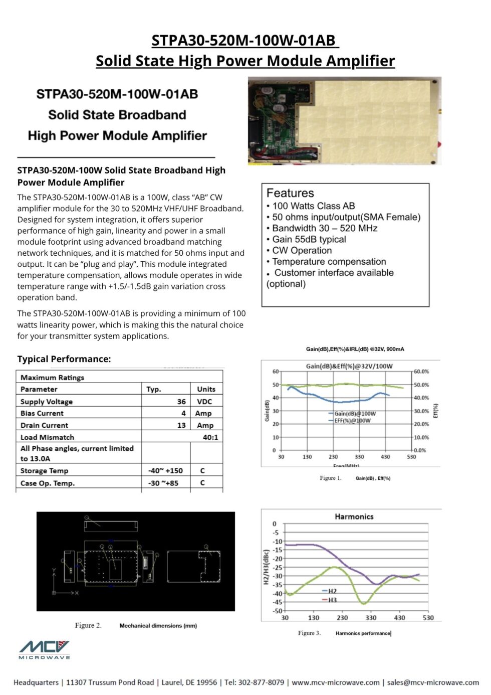 STPA30-520M-100W-01AB Solid State High Power Module Amplifier - MCV ...